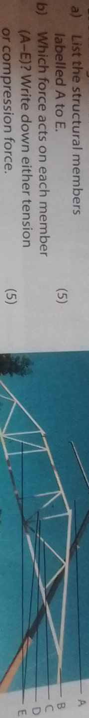 a) List the structural members labelled A to | StudyX