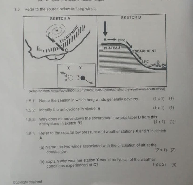 1.5 Refer to the source below on berg winds. | StudyX