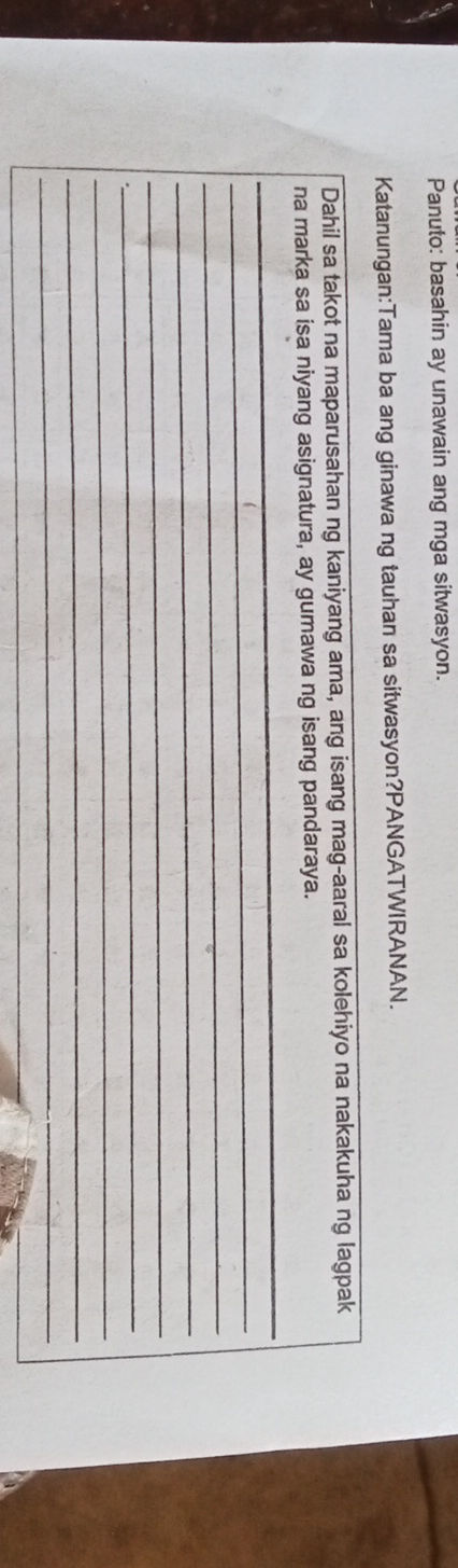Panuto: basahin ay unawain ang mga | StudyX