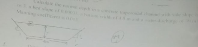 Calculate the normal depth in a concrete | StudyX