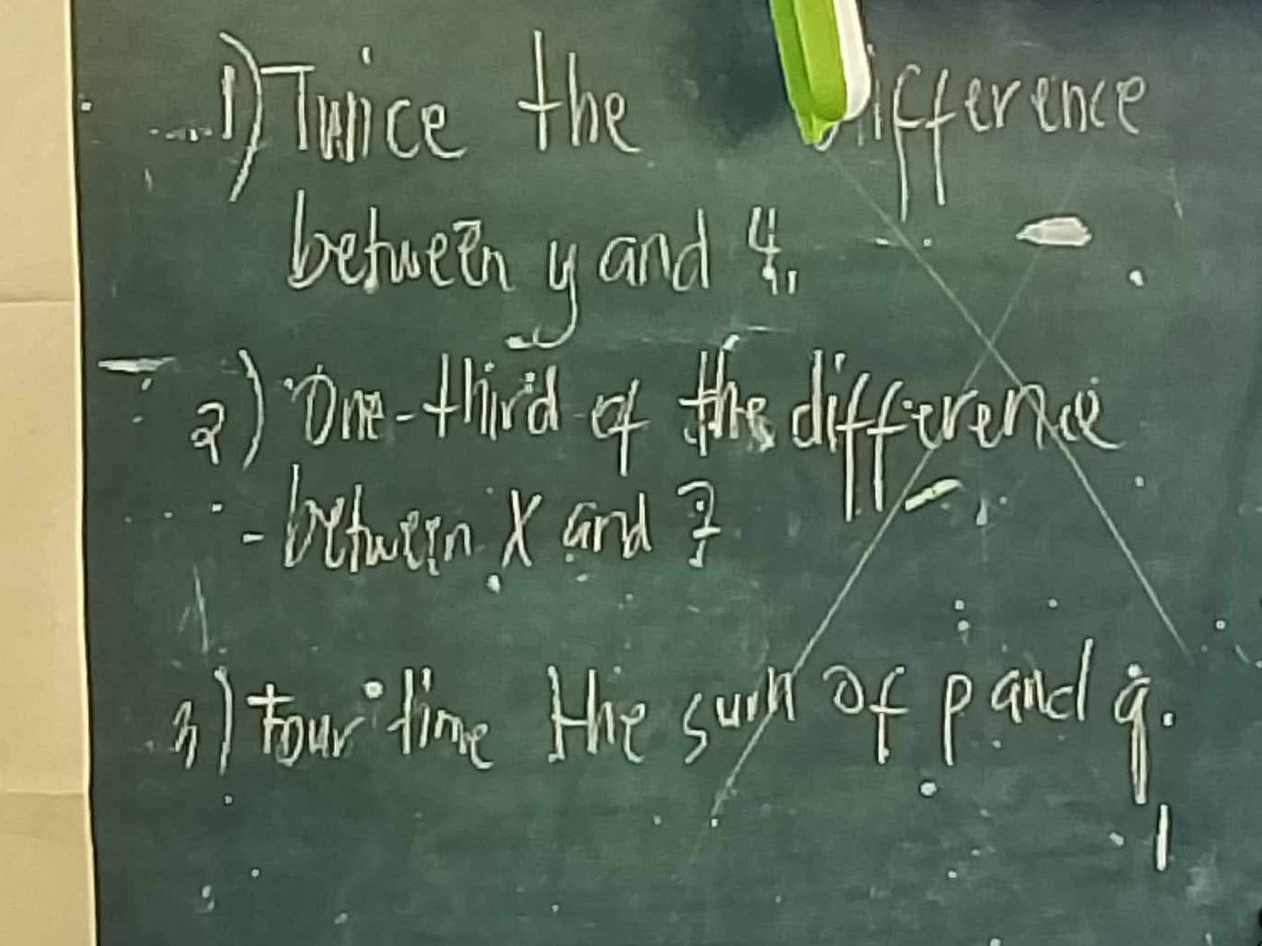 1) Twice the difference between y and 4. 2) | StudyX