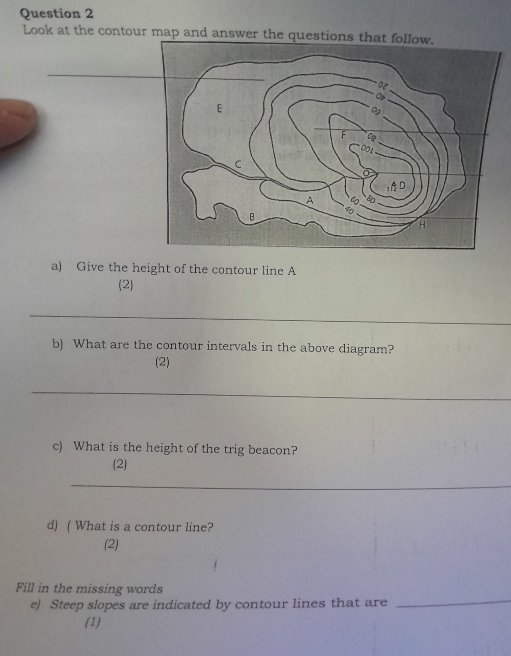 Question 2 Look at the contour map and | StudyX