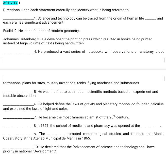 Directions: Read each statement carefully | StudyX
