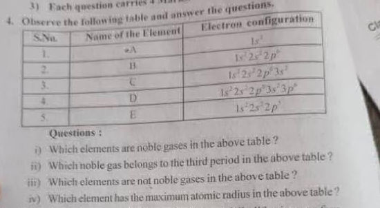 Observe the following table and answer the | StudyX