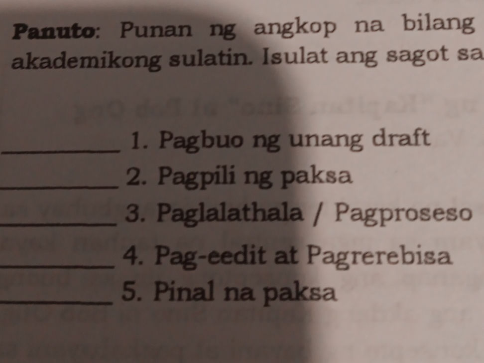 Panuto: Punan ng angkop na bilang | StudyX