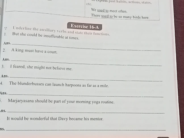 Exercise 16-A Underline the auxiliary verbs | StudyX