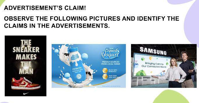 ADVERTISEMENT'S CLAIM! OBSERVE THE FOLLOWING | StudyX