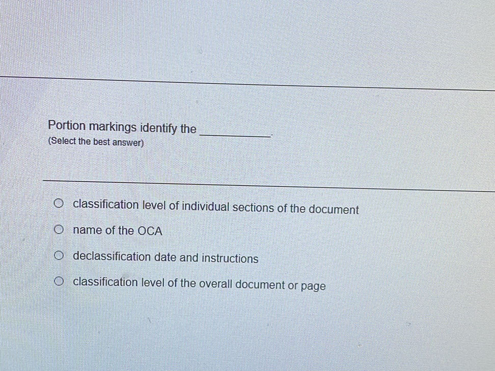 Portion markings identify the (Select the