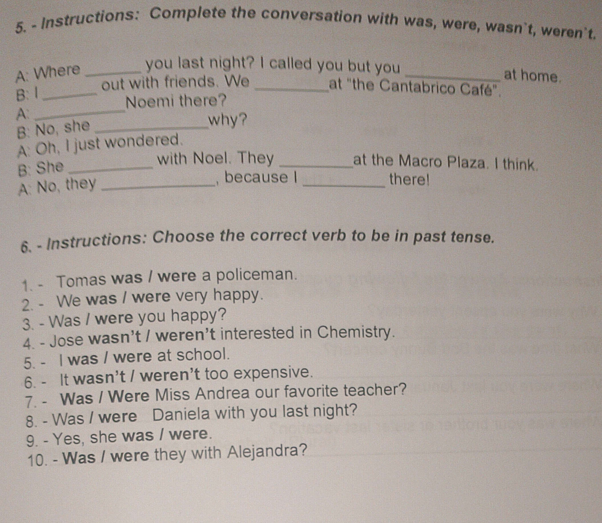 5. - Instructions: Complete the conversation | StudyX