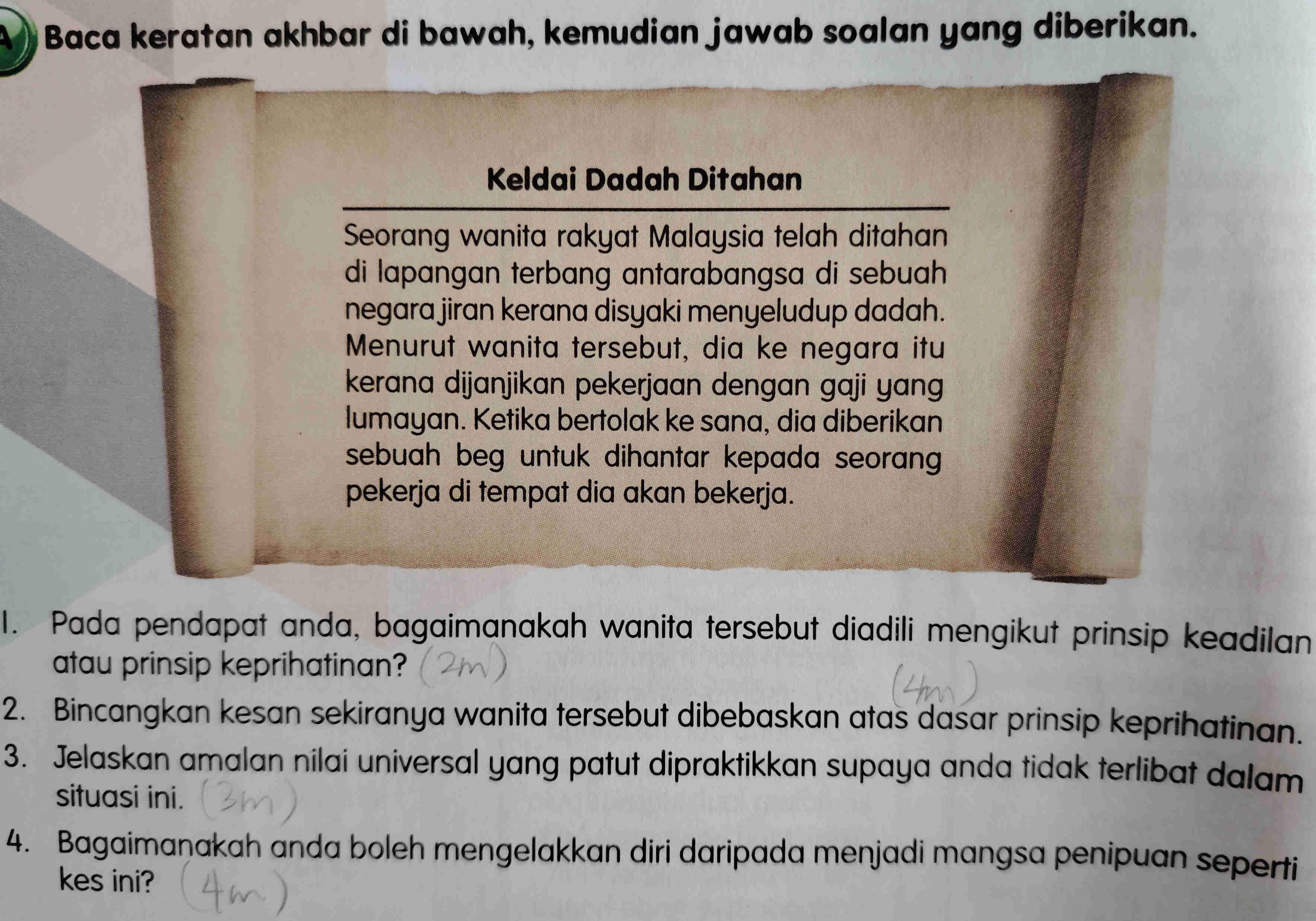 Baca keratan akhbar di bawah, kemudian jawab | StudyX