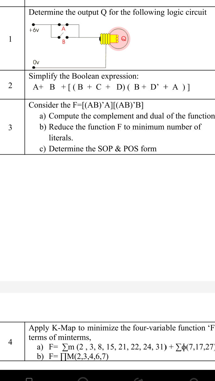 1. Determine the output Q for the following | StudyX
