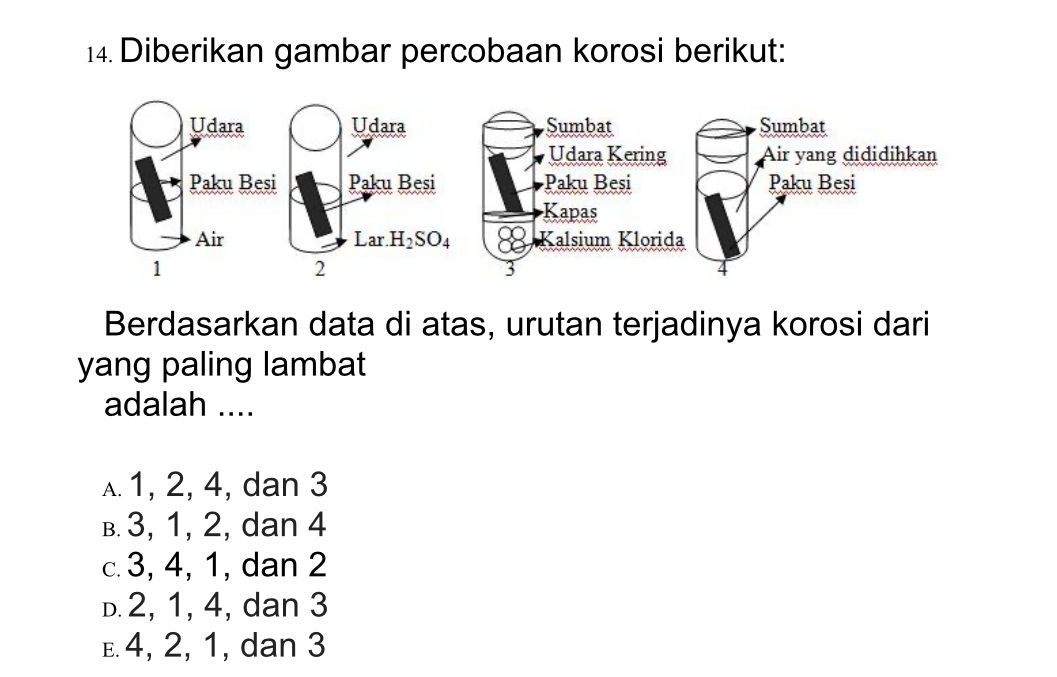Diberikan gambar percobaan korosi berikut: | StudyX