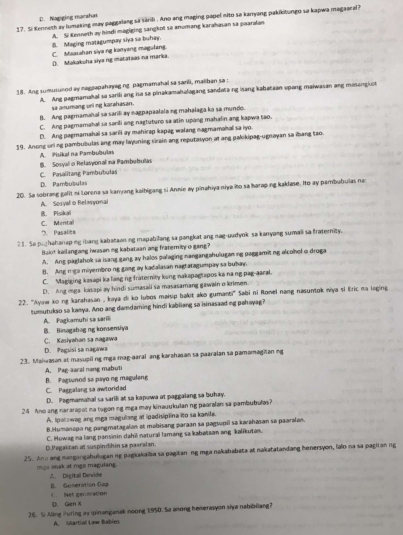 17. Si Kenneth ay lumaking may paggalang sa | StudyX