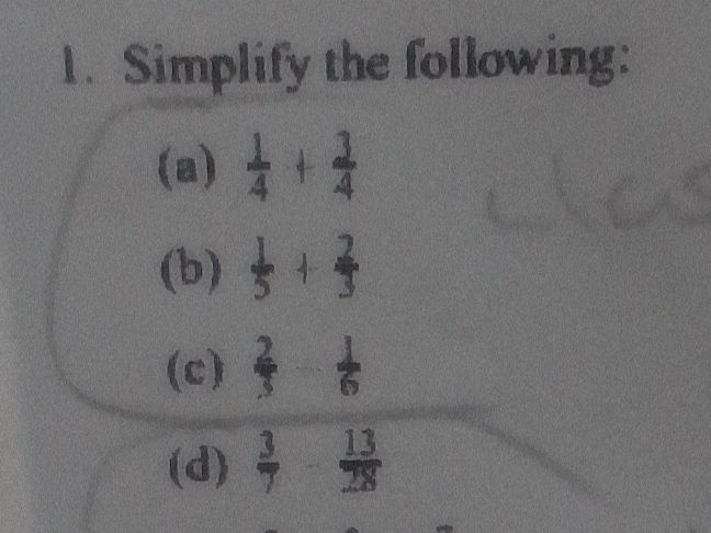 Simplify the following: (a) $ {1}{4}