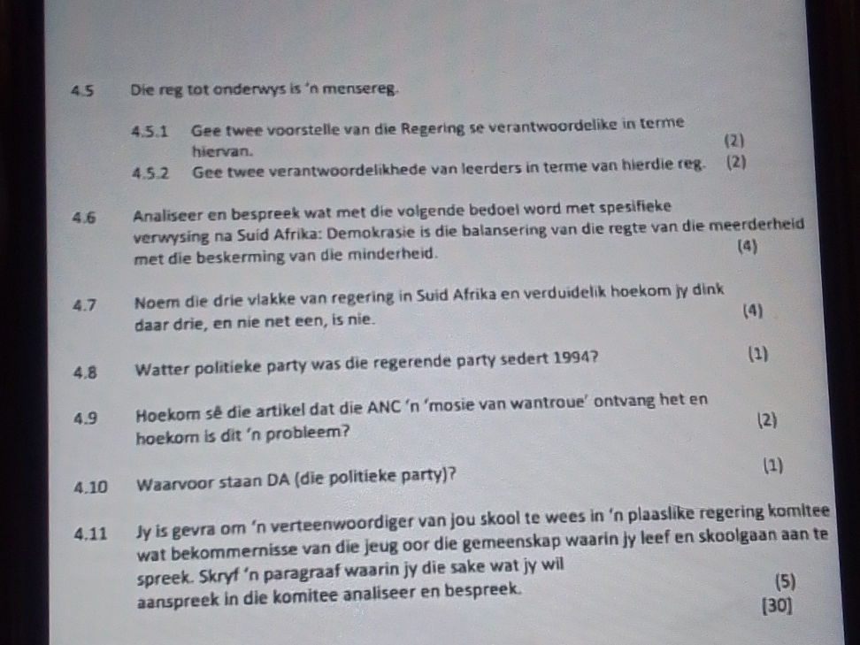 4.5 Die reg tot onderwys is 'n mensereg. | StudyX