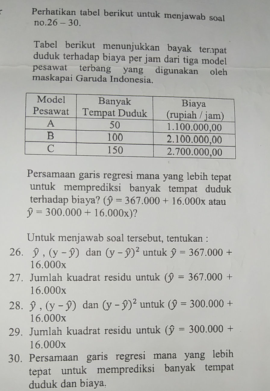 Perhatikan tabel berikut untuk menjawab soal | StudyX