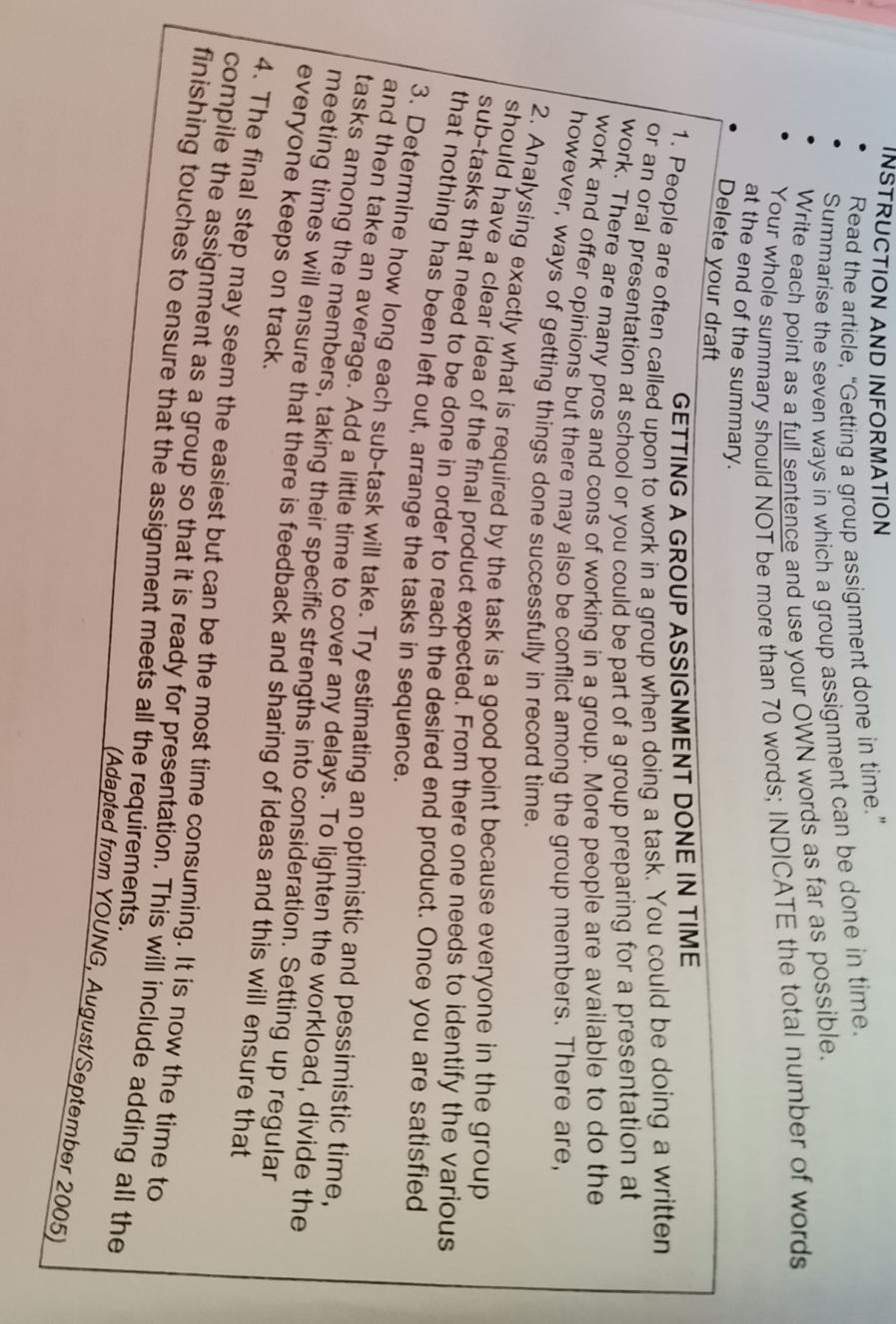 INSTRUCTION AND INFORMATION Read the | StudyX