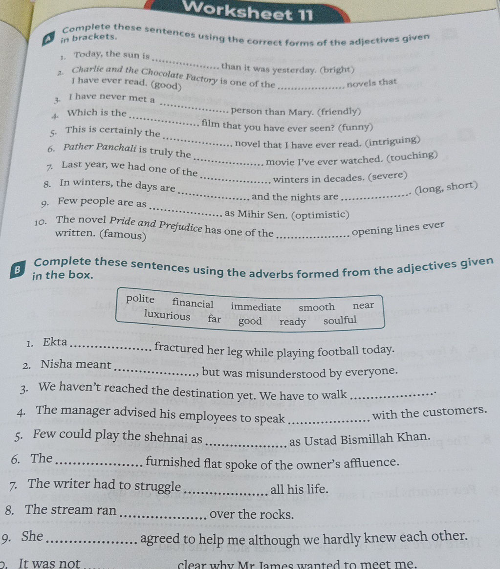 Worksheet 11 Complete these sentences using | StudyX
