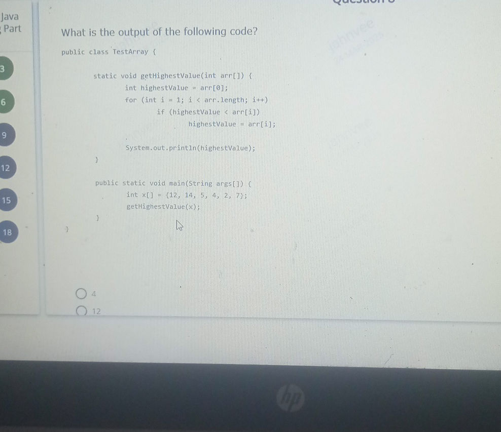 What is the output of the following code? | StudyX