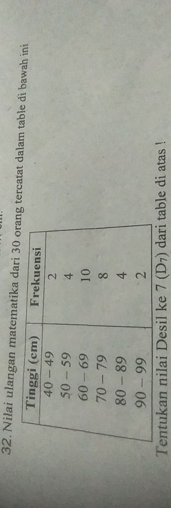 32. Nilai ulangan matematika dari 30 orang | StudyX