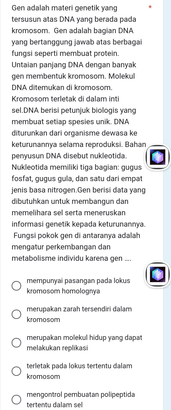 Gen adalah materi genetik yang tersusun atas | StudyX