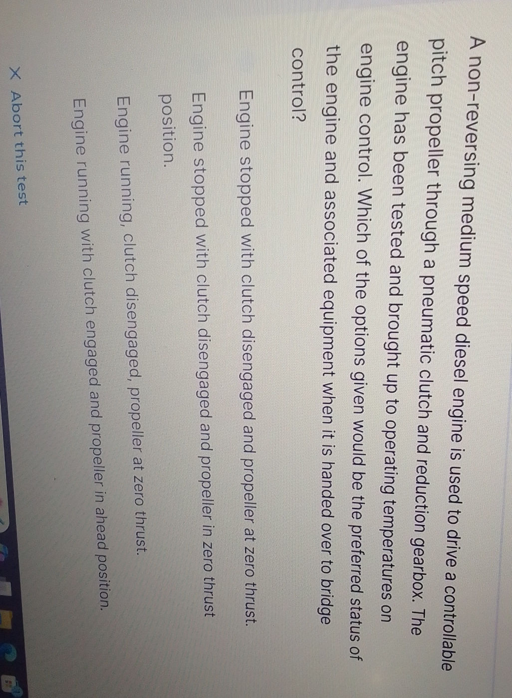 A non-reversing medium speed diesel engine | StudyX