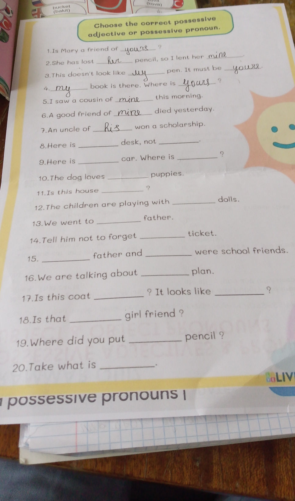 Choose the correct possessive adjective or | StudyX