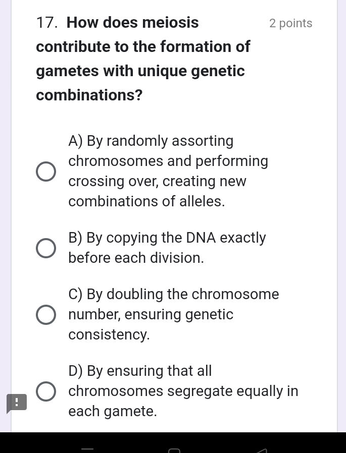 17. How does meiosis contribute to the | StudyX