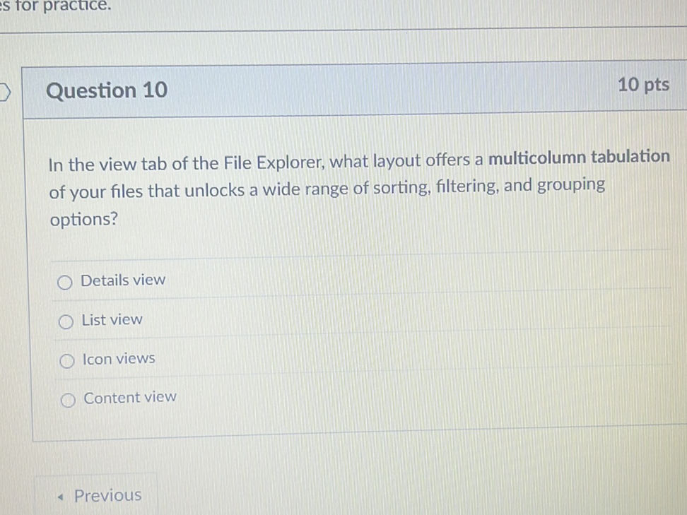 In the view tab of the File Explorer, what | StudyX