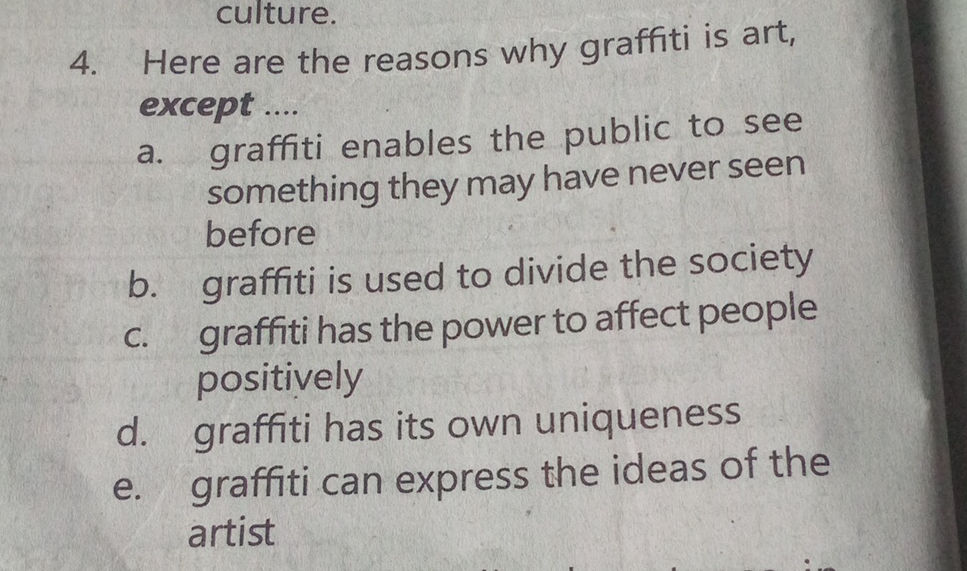 4. Here are the reasons why graffiti is art, | StudyX