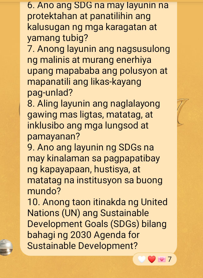 6. Ano ang SDG na may layunin na protektahan | StudyX