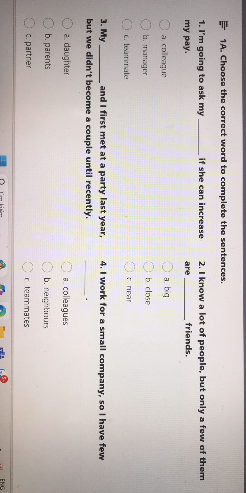 1A. Choose the correct word to complete the | StudyX