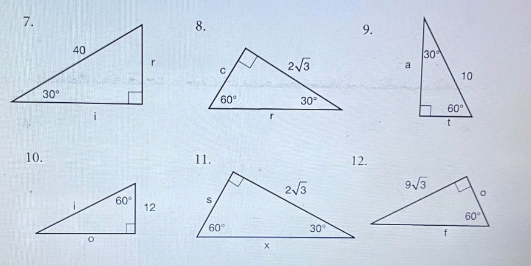 7. A right triangle with hypotenuse 40 and | StudyX