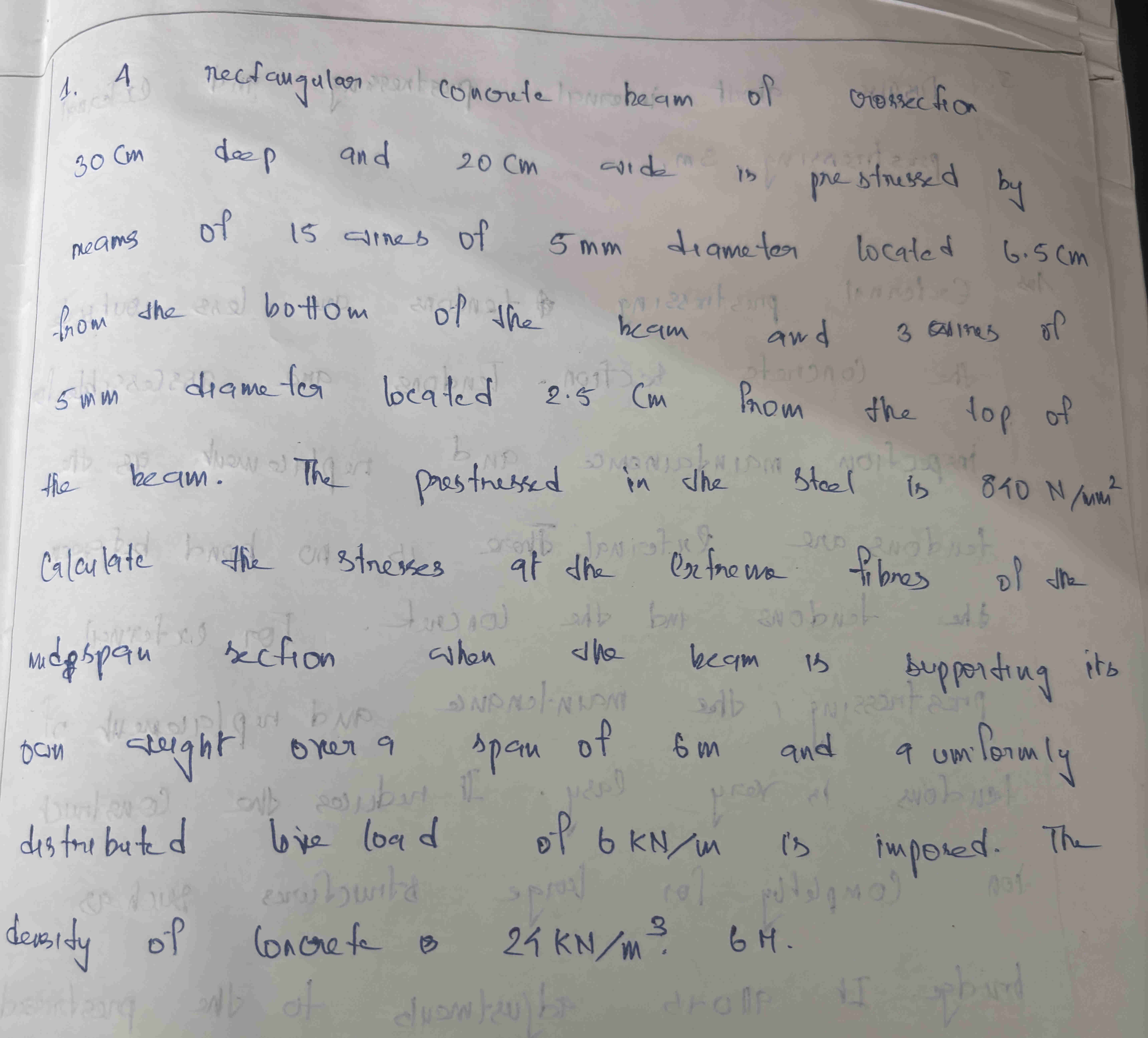 1. A rectangular concrete beam of | StudyX