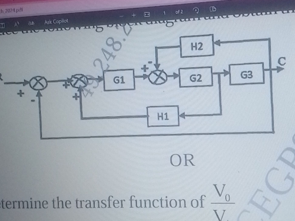 Determine the transfer function of $ | StudyX