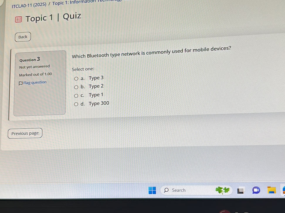 Which Bluetooth type network is commonly | StudyX