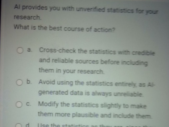 Al provides you with unverified statistics