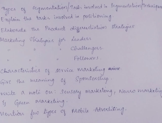 Types of segmentation/Tasks involved in | StudyX