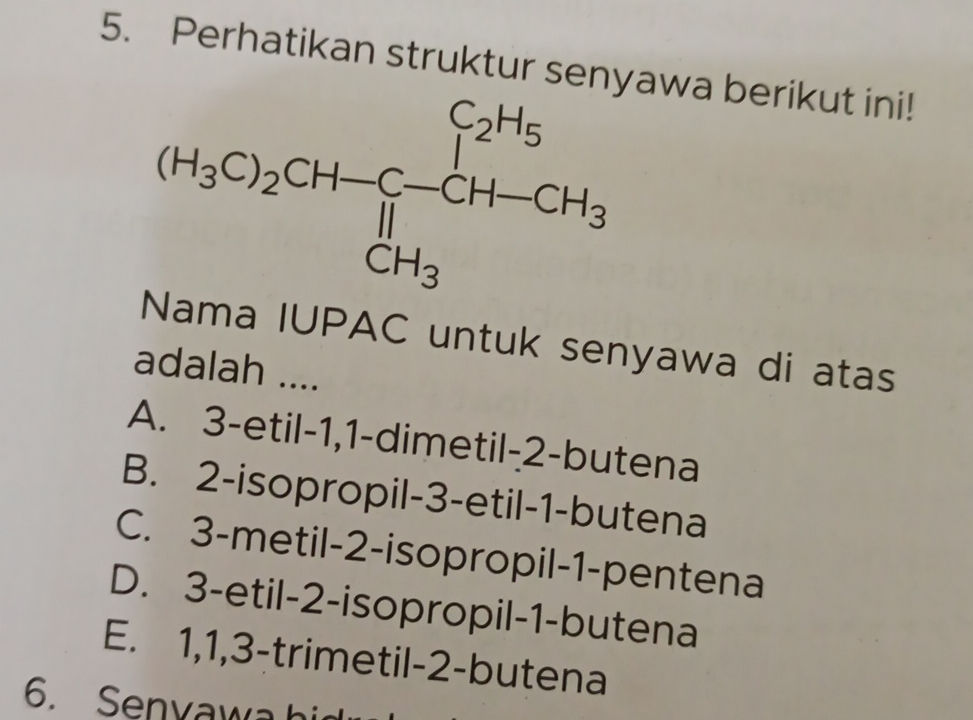 5. Perhatikan struktur senyawa berikut ini! | StudyX