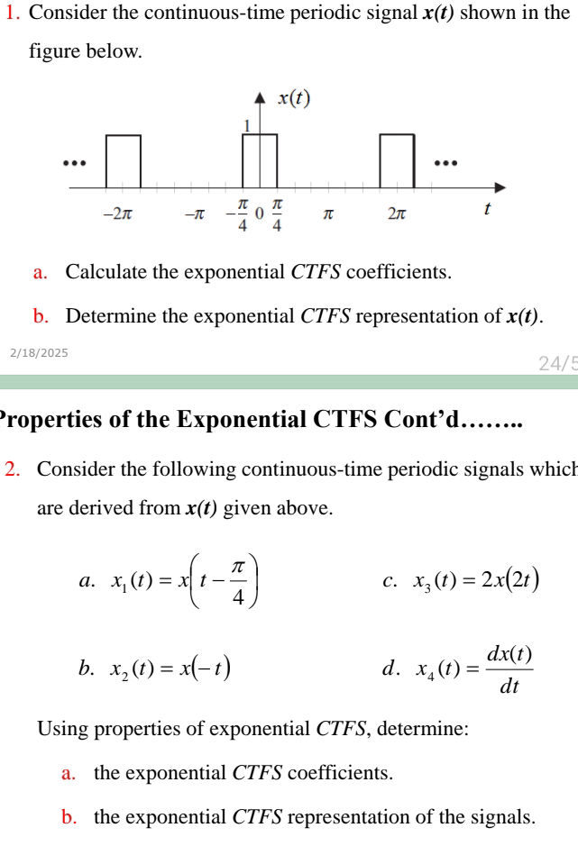 1. Consider the continuous-time periodic | StudyX