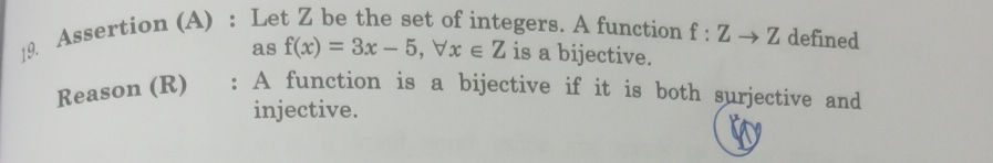 Assertion (A): Let Z be the set of integers. | StudyX