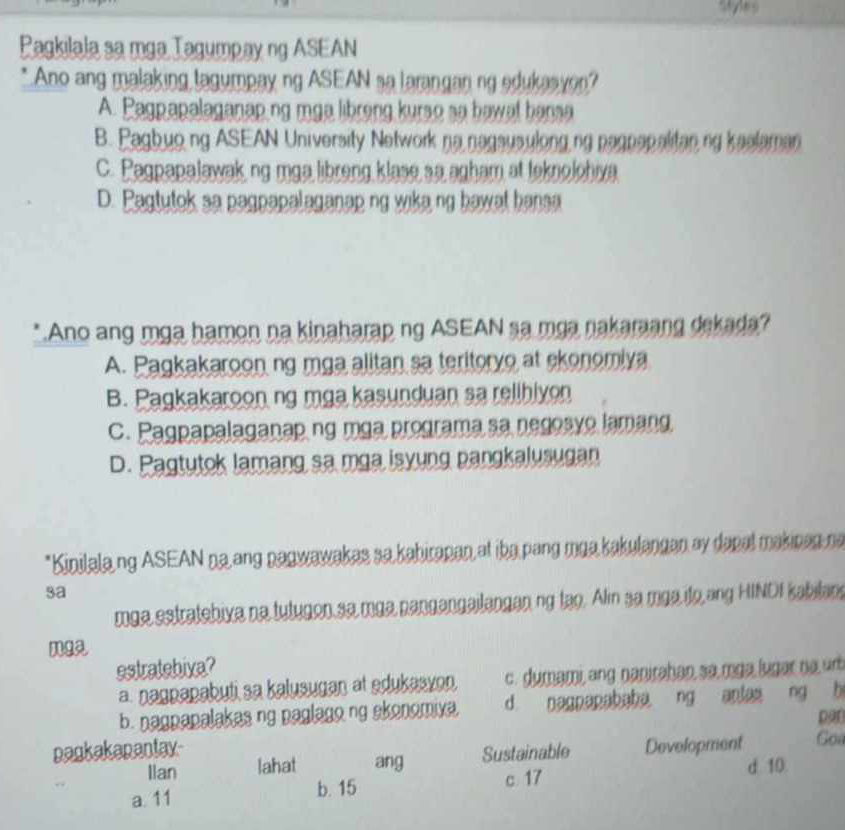 Pagkilala sa mga Tagumpay ng ASEAN *Ano ang | StudyX