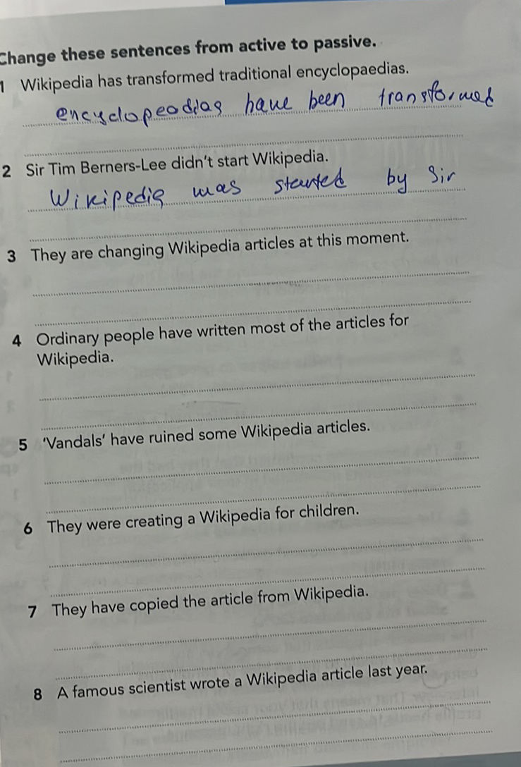 Change these sentences from active to | StudyX