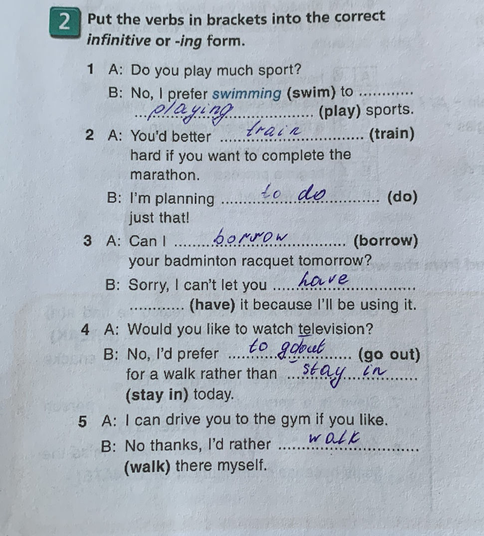 2 Put the verbs in brackets into the correct | StudyX