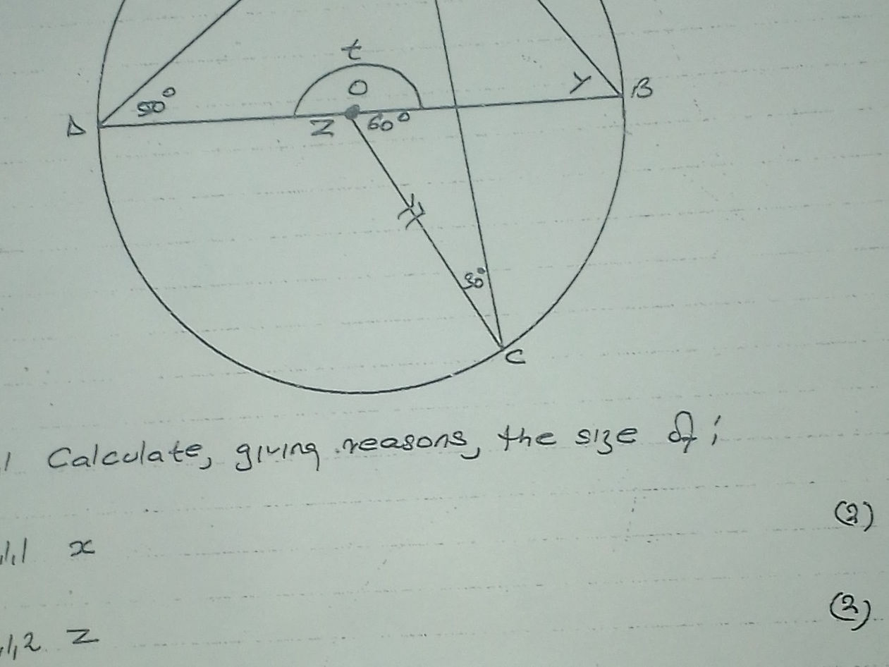 Calculate, giving reasons, the size of: 1. | StudyX