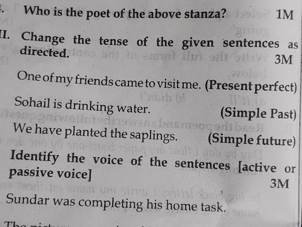 Who is the poet of the above stanza? Change | StudyX