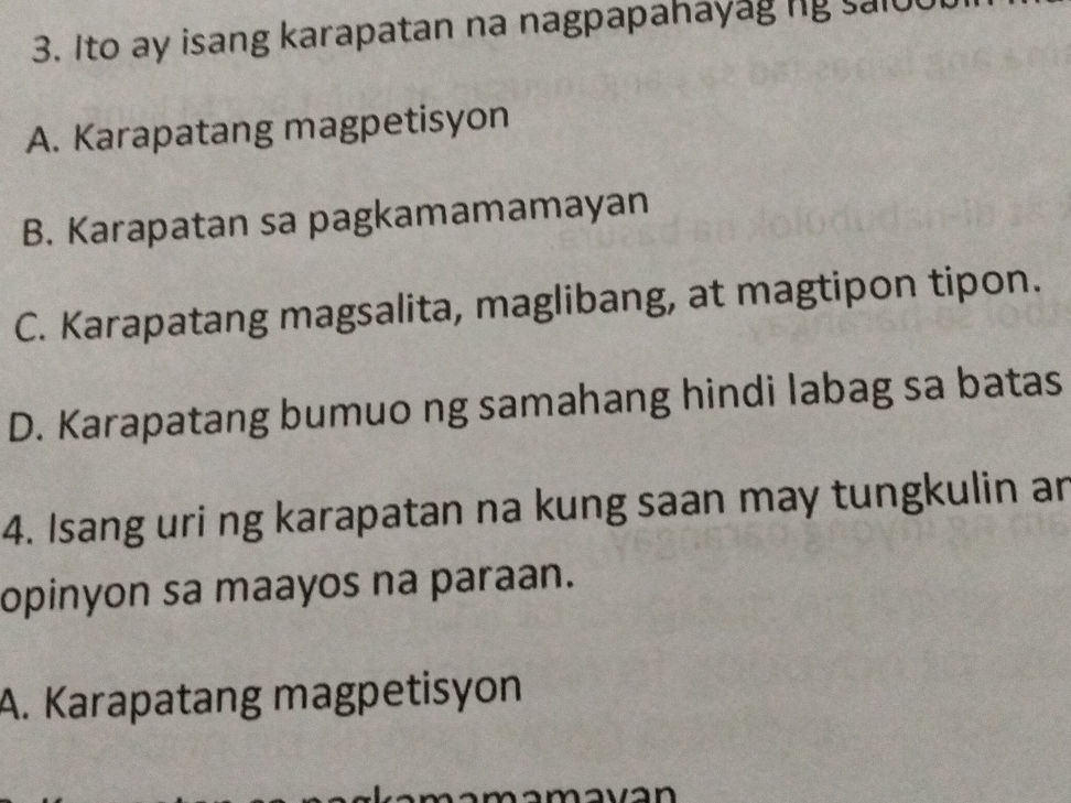 3. Ito ay isang karapatan na nagpapahayag ng | StudyX