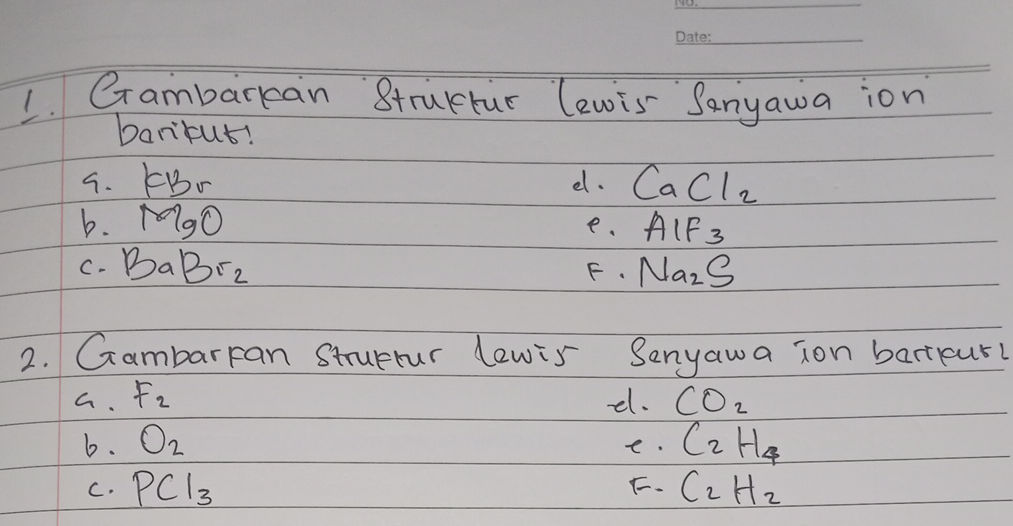 1. Gambarkan Struktur Lewis Senyawa ion | StudyX