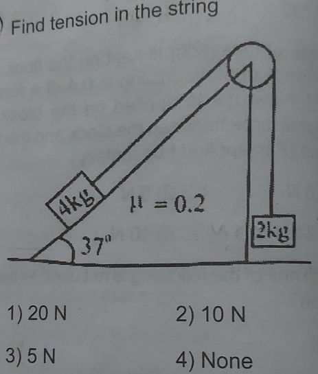 Find tension in the string Diagram: * A | StudyX