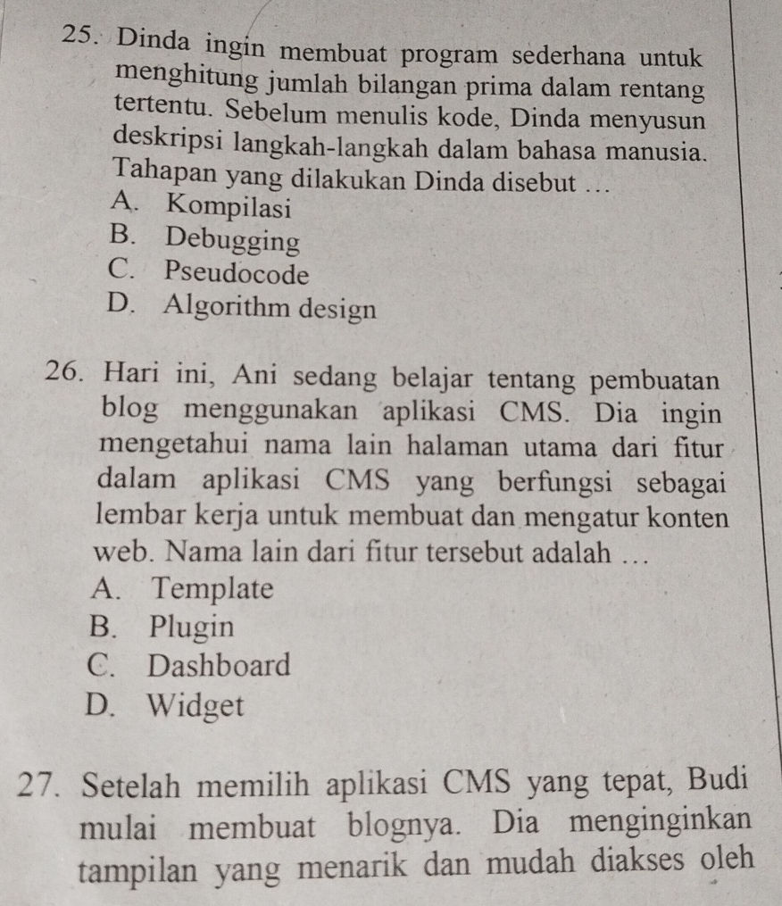 25. Dinda ingin membuat program sederhana | StudyX